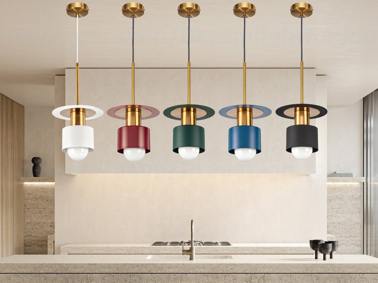 Wine Red Linear 3 Way Pendant Light for Kitchen Island 3 Lamp - Etsy