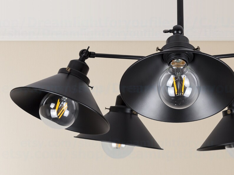 Conic Lamp Shade 5 Light Chandelier Black Conical Light Shade Conic ...