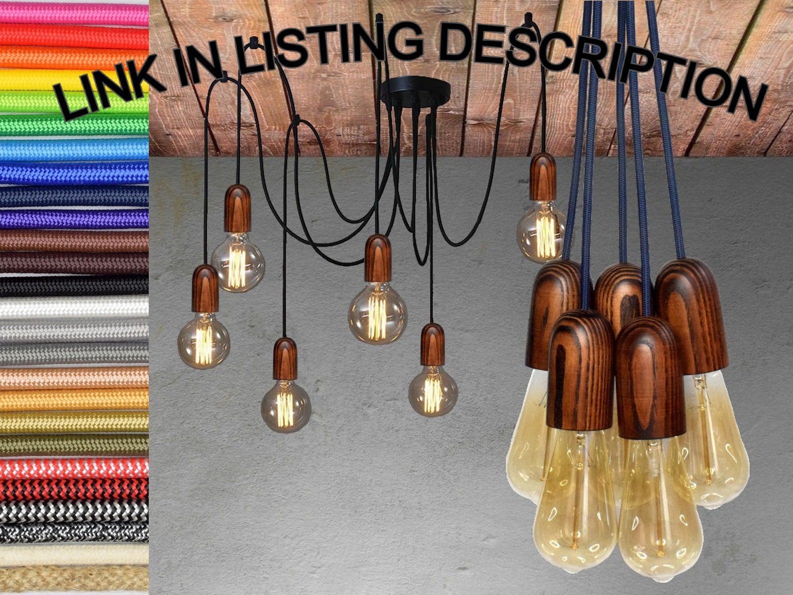 Wooden Spider Chandelier 3-15 Bespoke Cluster Pendant Light | Etsy