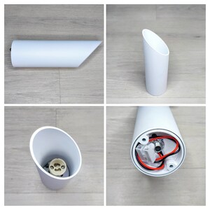 Sloped Pipe Ceiling Light Fixture Black White Cylindrical Lamp ...