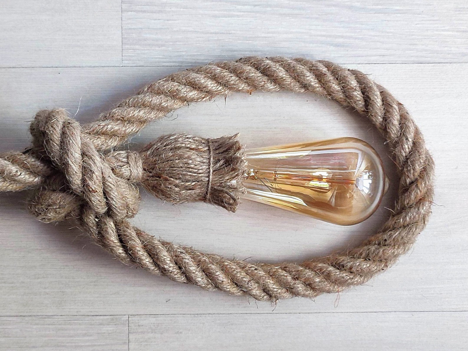 Hemp Rope Pendant Light With Knot Nautical Lighting Manila Rope Lamp ...