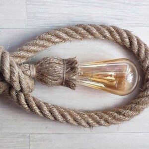 Hemp Rope Pendant Light With Knot Nautical Lighting Manila Rope Lamp ...