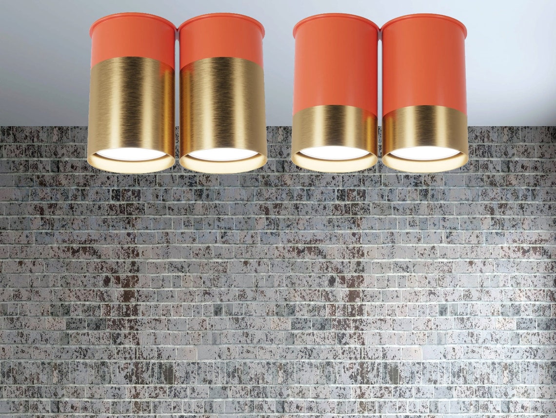 Coral Color Ceiling Light Fixture Flush Mount Pipe Brass - Etsy