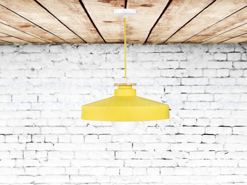 Flat Shade Yellow Pendant Light Scandinavian Pendant Lighting - Etsy