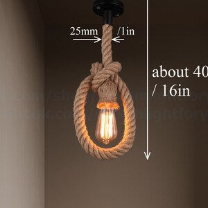 Hemp Rope Pendant Light With Knot Nautical Lighting Manila Rope Lamp ...