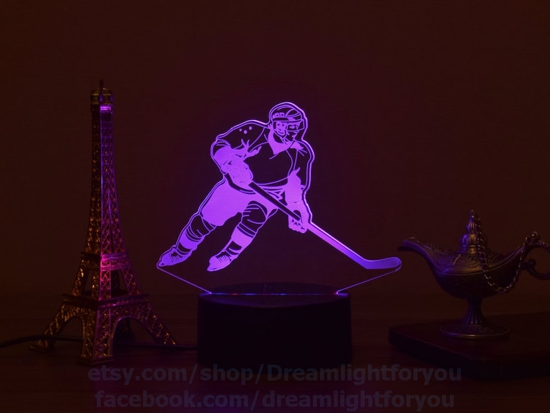 Hockey Player 3D Night Lamp Ice Hockey Gift Illusion Light LED Night ...