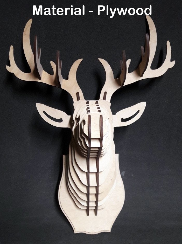 Big Deer Head Cardboard Animal Head 3D Puzzle Animal Head MDF - Etsy
