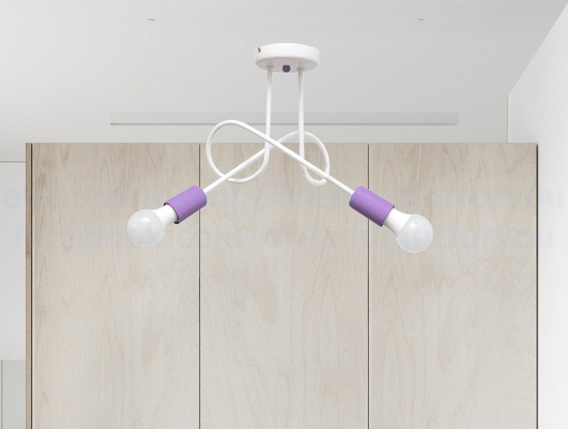 Double Purple Chandelier Flush Mount Ceiling Light Fixture - Etsy