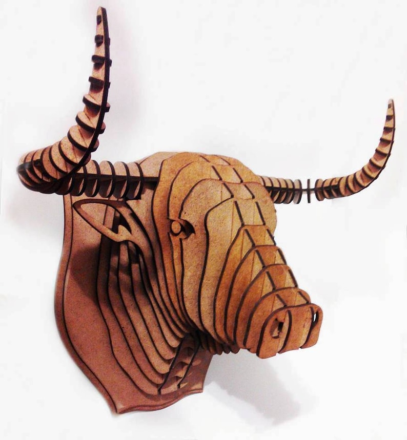 Wooden Bull Head Cardboard Animal Head Buffalo Head Toros Head 3D ...