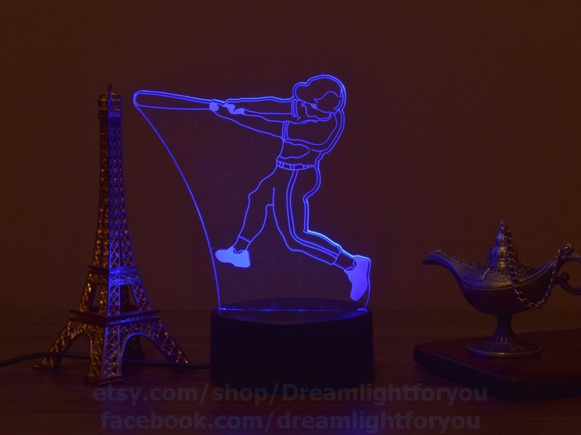 Baseball Player 3D Night Lamp Baseball Gift Illusion Light MLB | Etsy