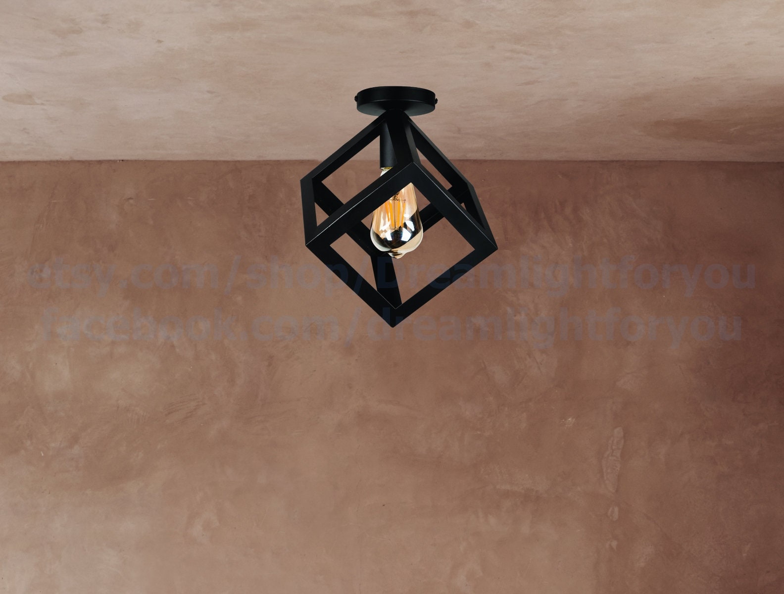 White Cube ceiling light fixture Flush Mount Lighting Pendant | Etsy