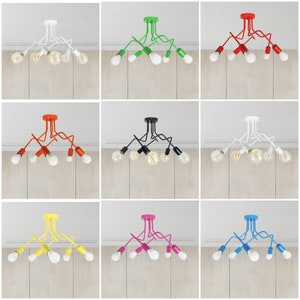 Five Head Semi Flush Fixture Blue Five Arms Ceiling Light Fixture 5 ...