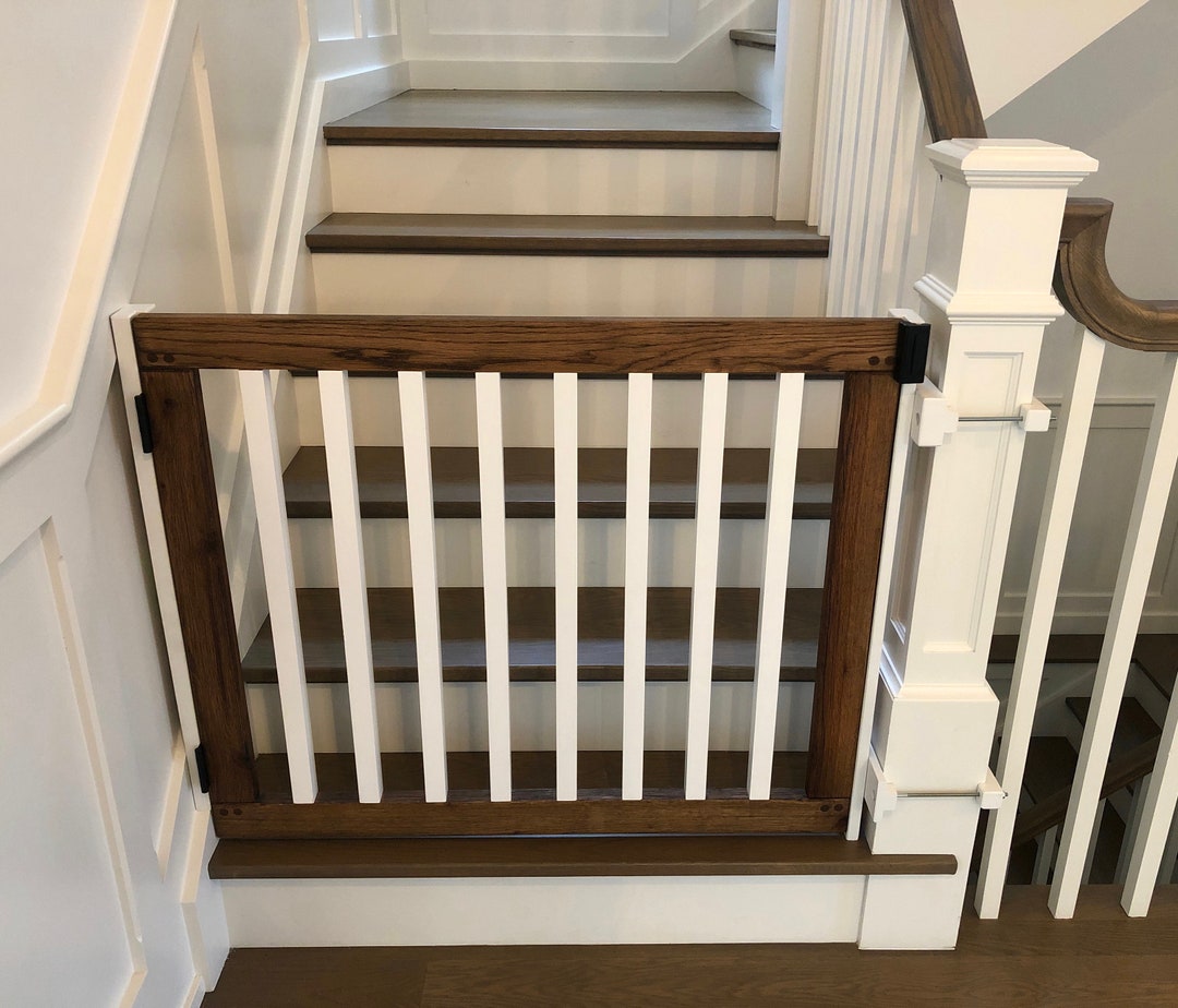 White Spindle Custom Pet or Baby Gate, Solid Woodl, for Dogs and ...