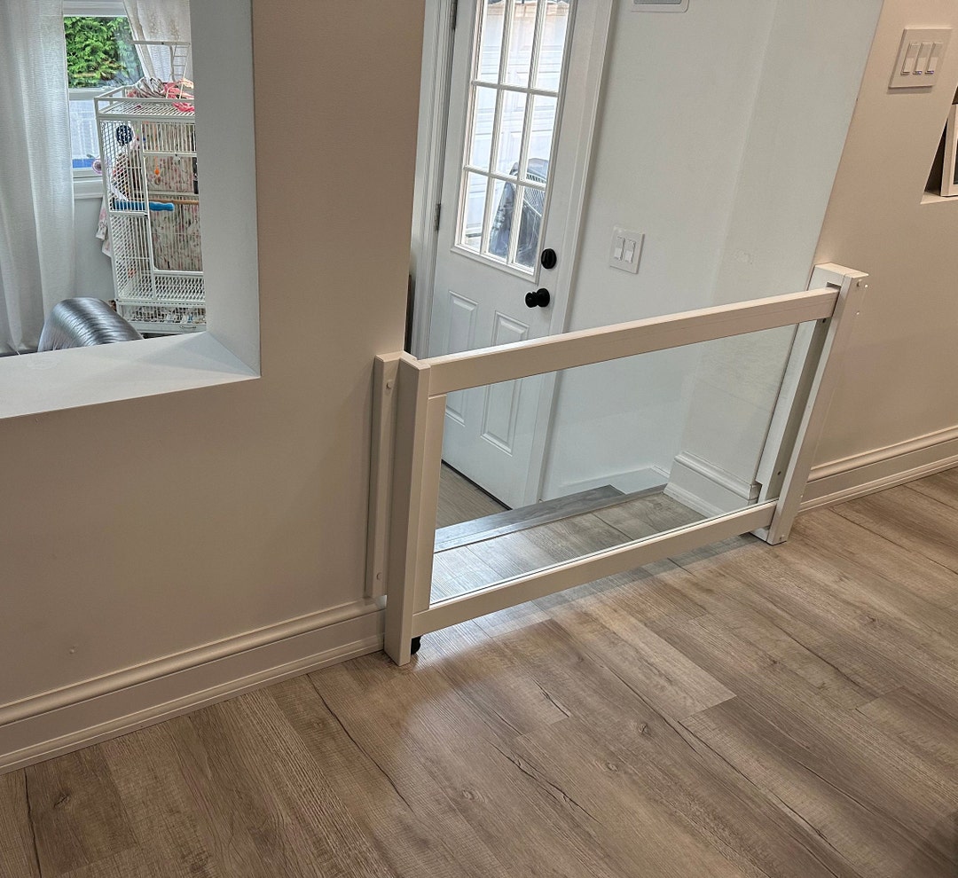 Custom Painted Sliding Gate With Glass, Custom Pet or Baby Gate, Wood ...