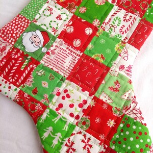 LARGE CHRISTMAS STOCKING, Red and Green Patchwork Christmas Stocking ...