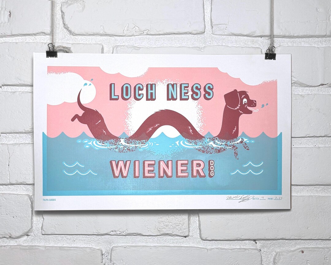 Loch Ness Wiener Dog Screen Print Poster - Etsy