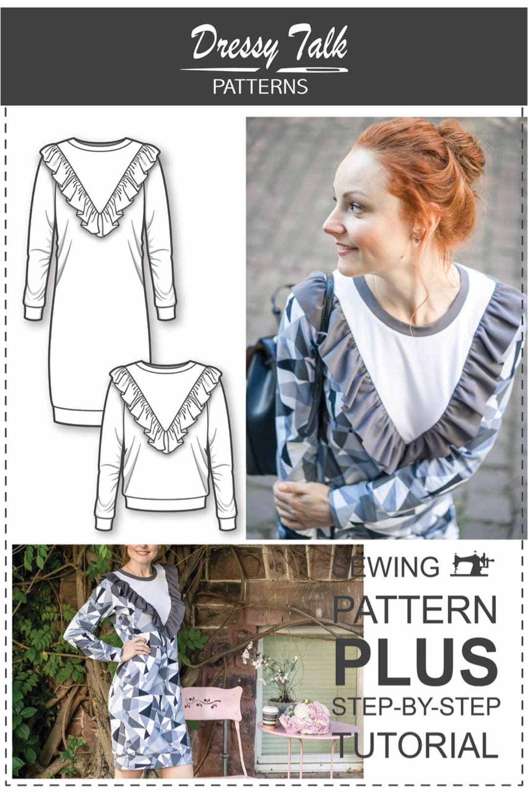 Sweatshirt Dress Sewing Pattern - Womens Sewing Patterns - Sweatshirt ...