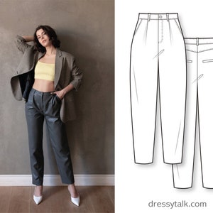 Pants Sewing Pattern Baggy Pants Pattern Clothing Patterns High Waisted ...