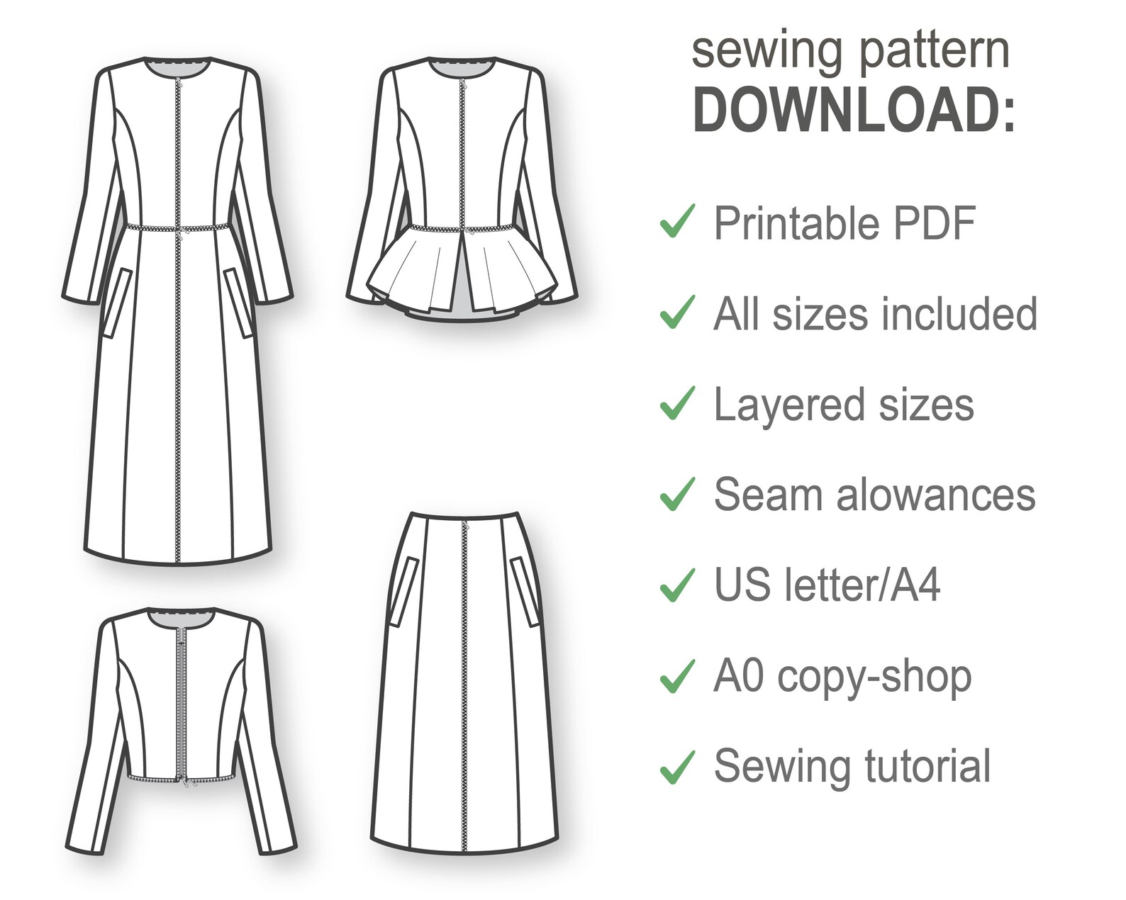 Sewing Patterns Coat Patterns Jacket Patterns Bolero Pattern Skirt ...