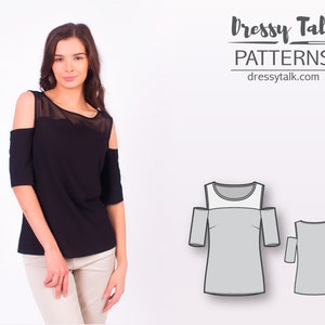 Off the Shoulder Top Pattern - Blouse Sewing Pattern - Blouse Pattern ...