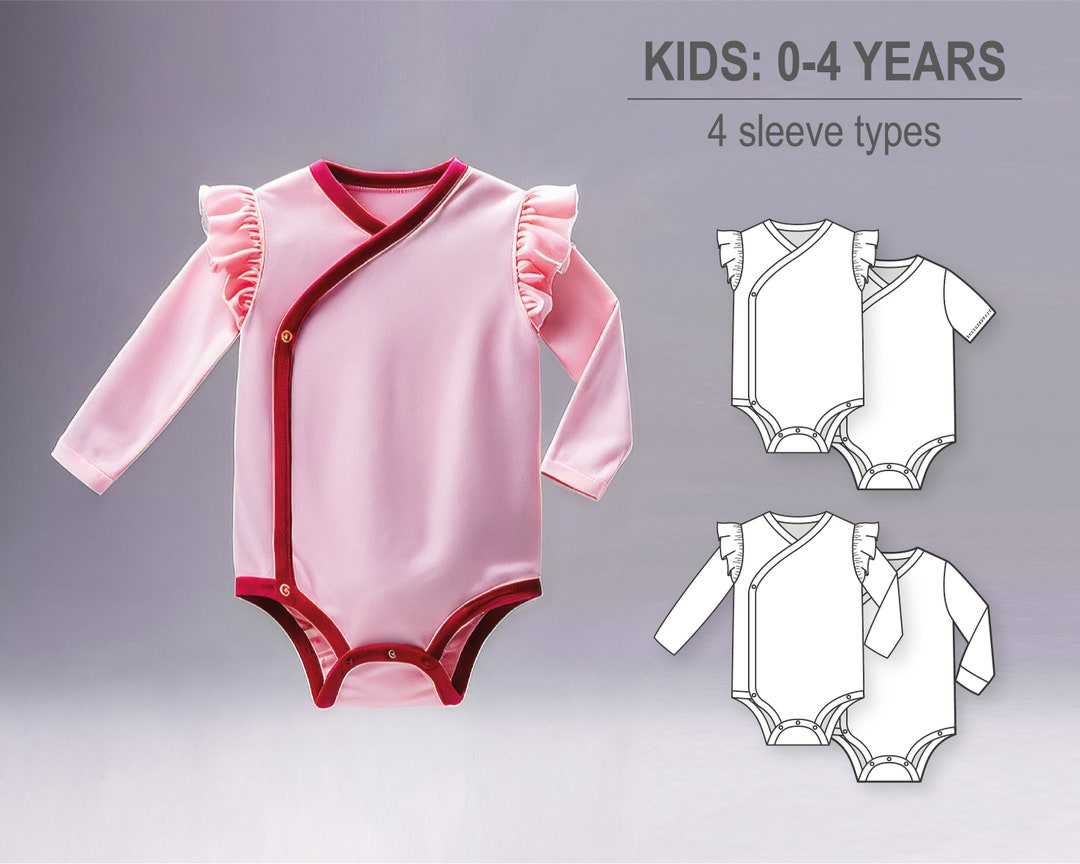 Baby Girl or Boy Wrap Romper/bodysuit/onesie With Flutter Sleeve, Long ...