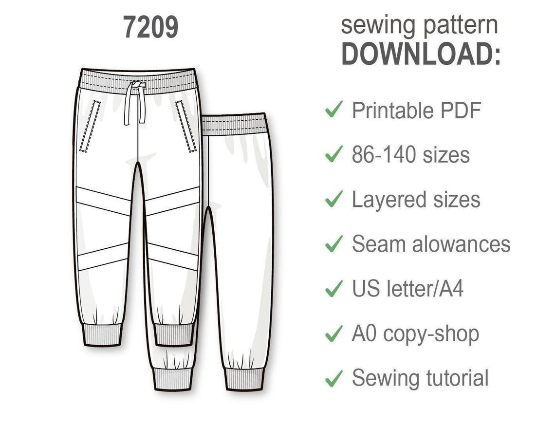 Boys Sweatpants Sewing Pattern PDF, Easy Pants Pattern for Kids ...