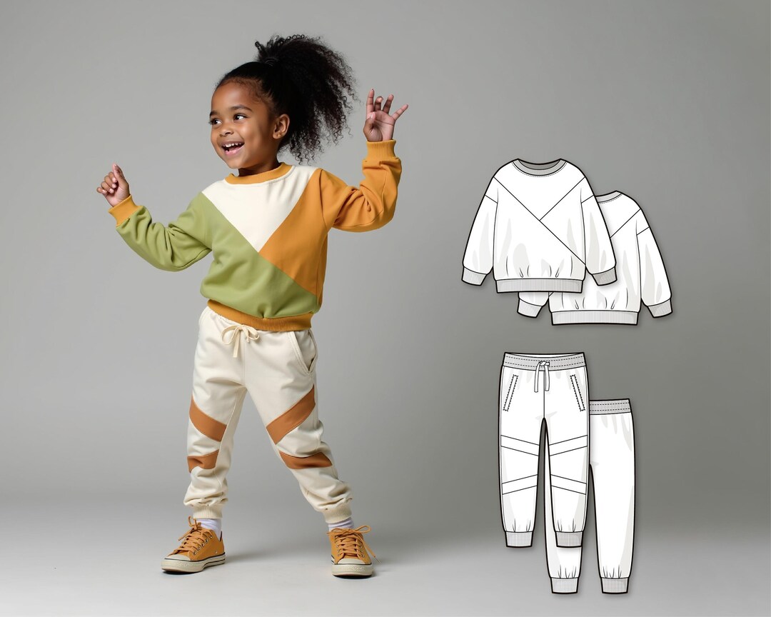 Color Block Tracksuit PDF Sewing Pattern, Beginner DIY Sweatshirt and ...