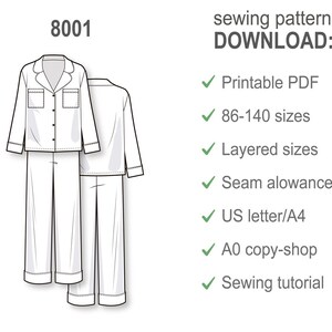 Family Pajama Set Sewing Pattern, PDF Download, Matching Pajamas for ...