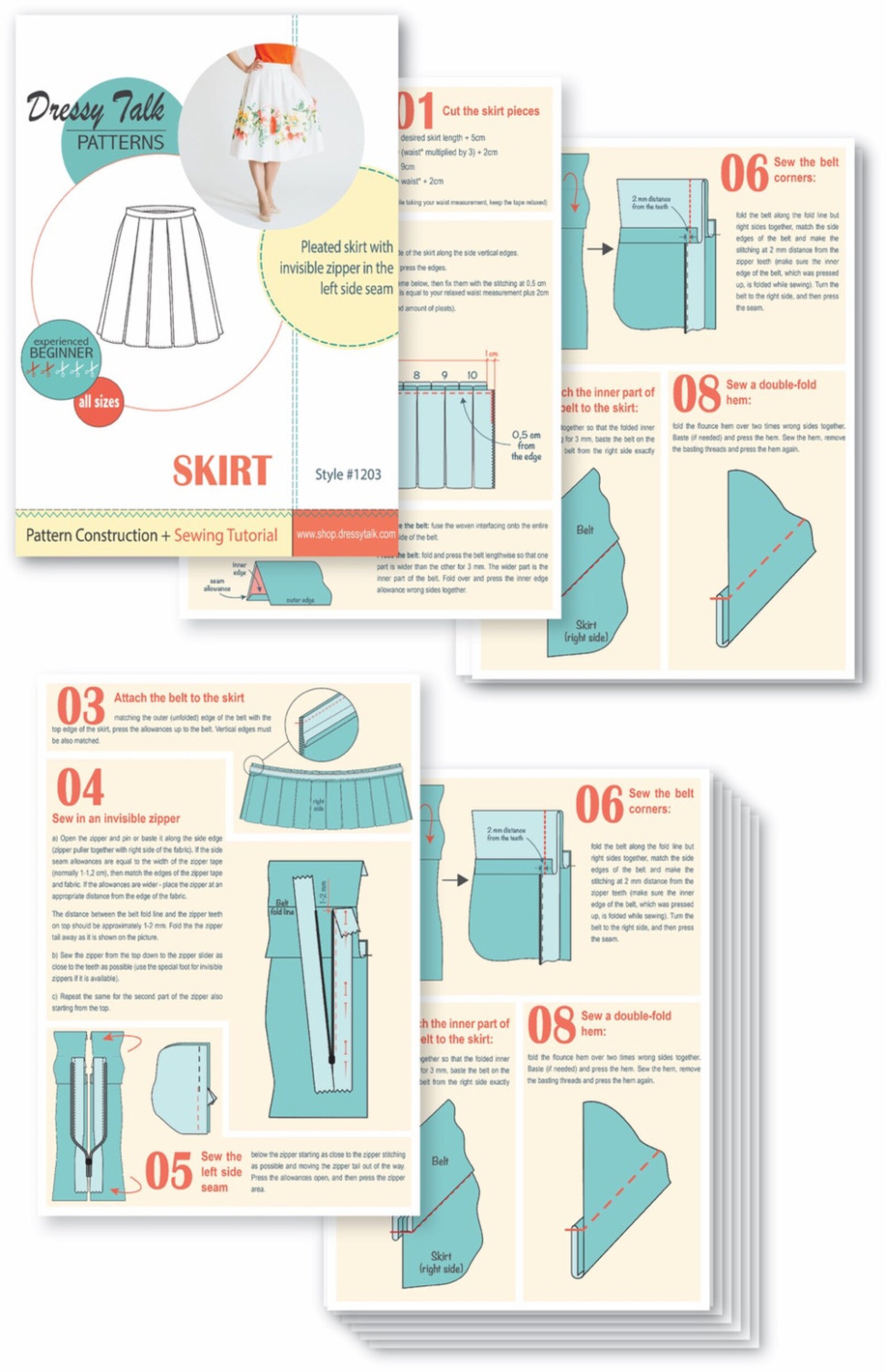 Pleated Skirt Sewing and Pattern Drafting Tutorial | Etsy