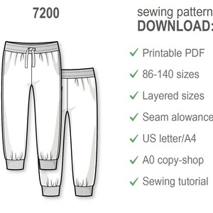 Girls Sweatpants Sewing Pattern PDF, Easy Pants Pattern for Kids ...