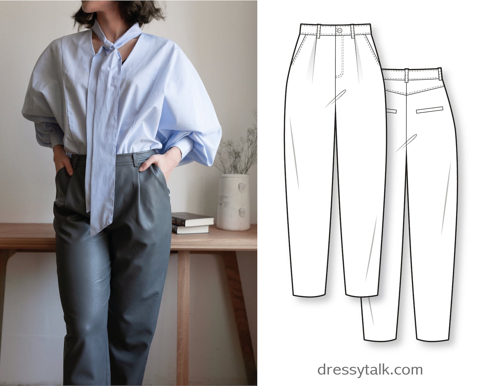 Pants Sewing Pattern Baggy Pants Pattern Clothing Patterns High Waisted ...
