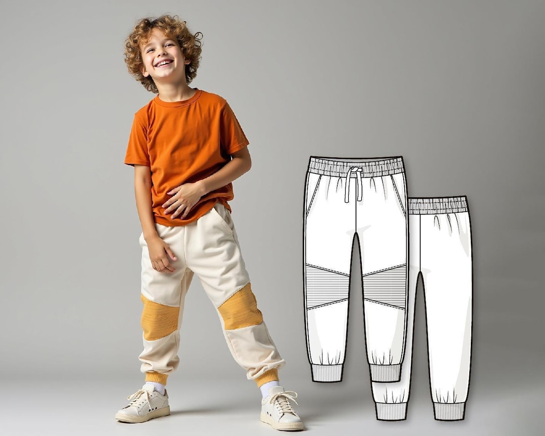 Boys Sweatpants Sewing Pattern PDF, Colorblock Pants Pattern for Kids ...
