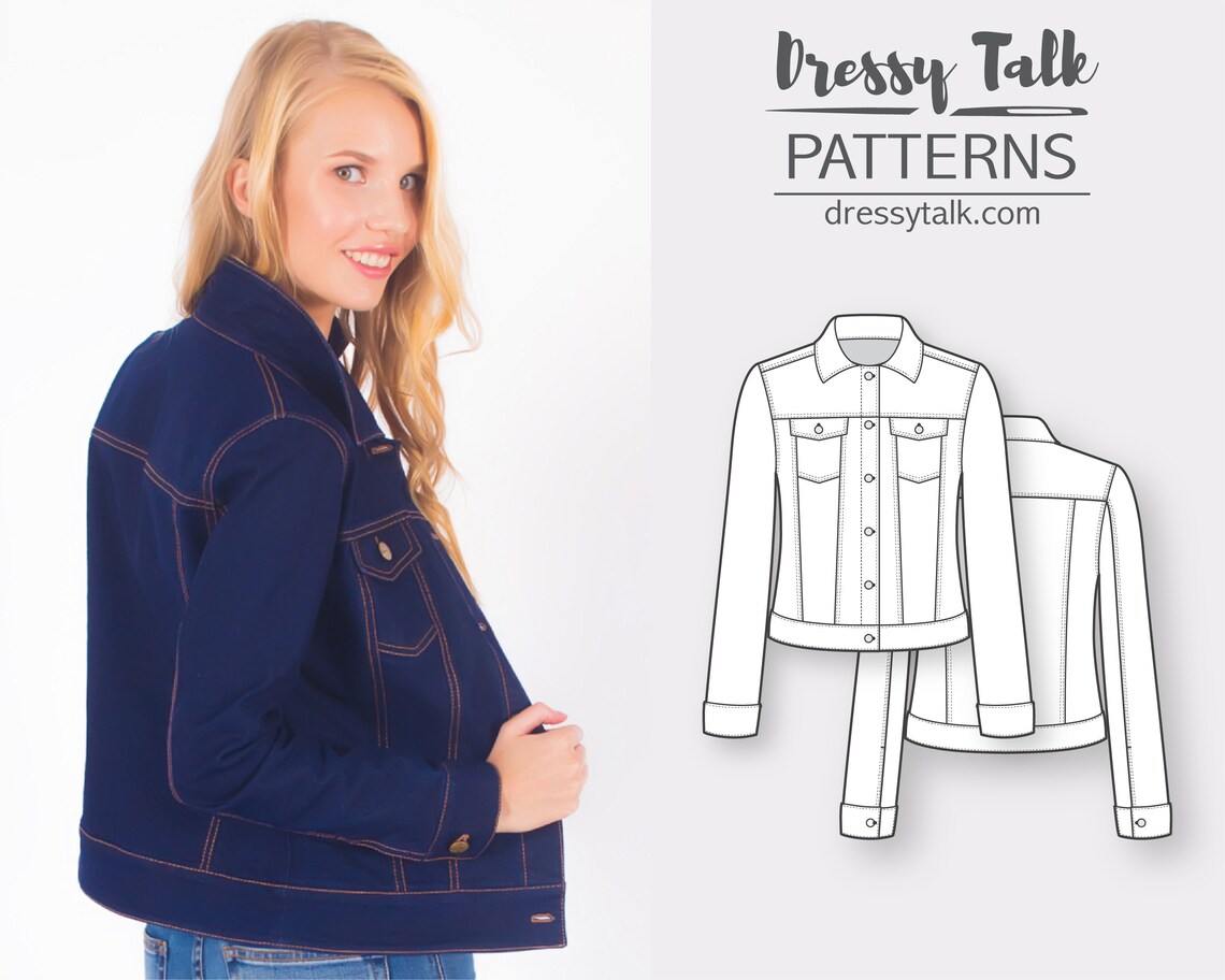 Denim Jacket Pattern Sewing Patterns Jean Jacket Pattern - Etsy