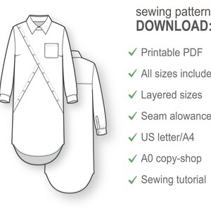 Shirt Dress Pattern Sewing Patterns Dress Patterns for Women Long ...