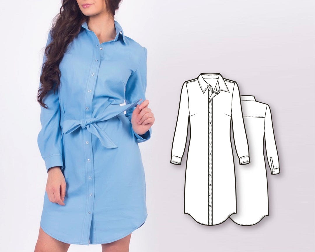 Sewing Patterns - Shirt Dress Pattern - Dress Patterns for Women - Long ...