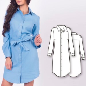 Sewing Patterns - Shirt Dress Pattern - Dress Patterns for Women - Long ...