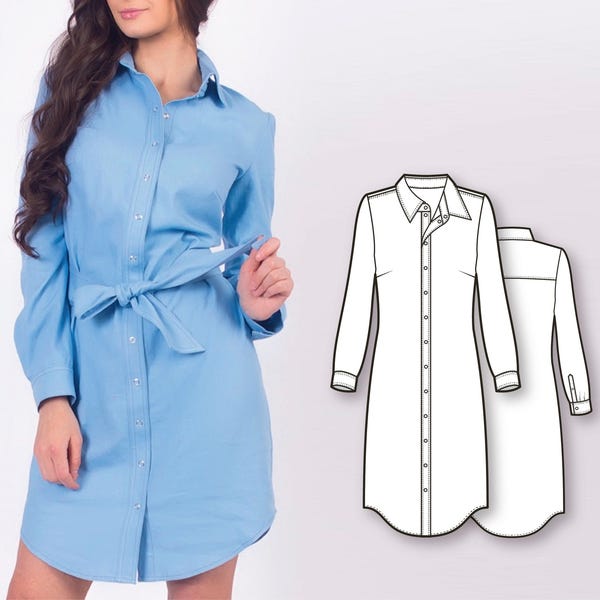 Shirt Dress Pattern - Etsy
