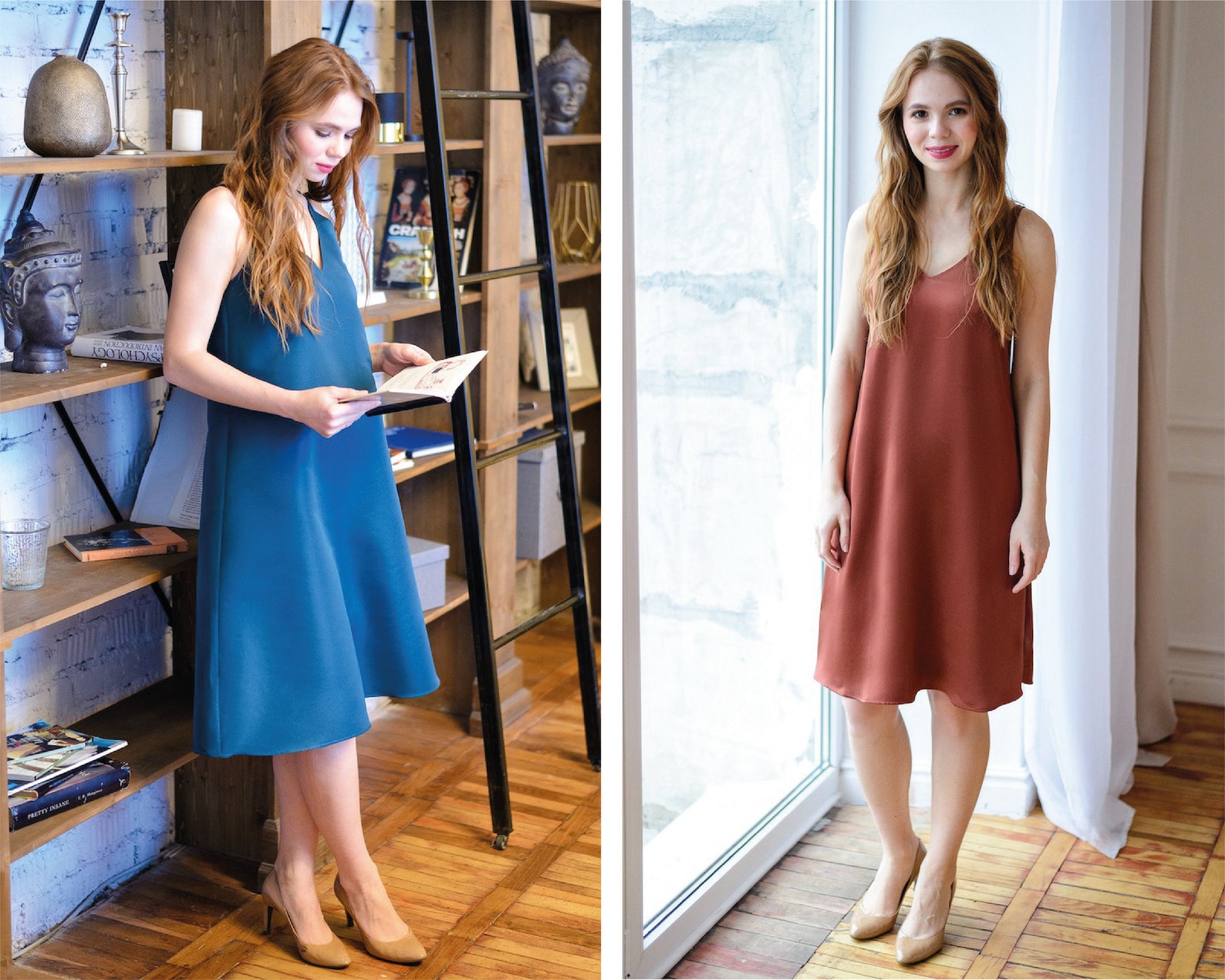 Simple Silk Slip A-line Midi Dress for Beginners PDF Sewing Pattern for ...