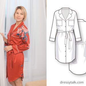 Robe Pattern - Sewing Pattern Women - Night Dress Patterns - Bathrobe ...