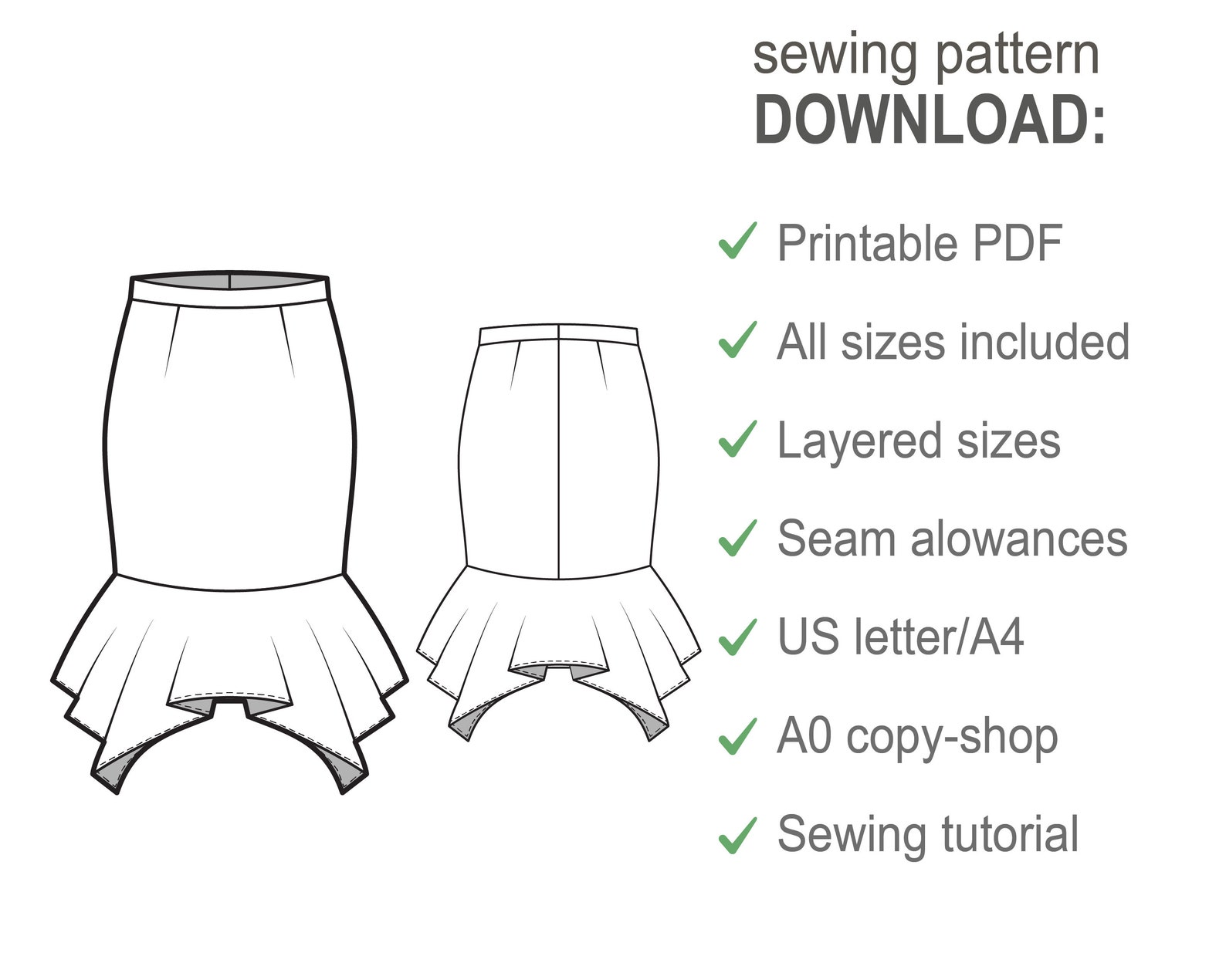 Skirt Pattern Sewing Tutorials Skirt Sewing Patterns - Etsy