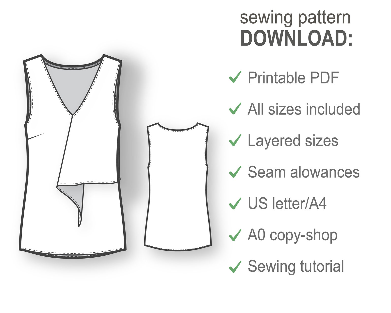 Sleeveless Blouse Pattern PDF Sewing Pattern Ruffle - Etsy