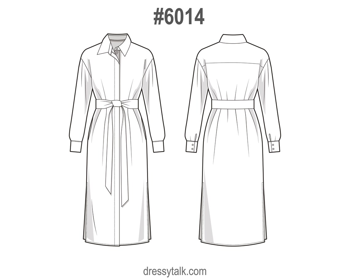 Shirt Dress Pattern PDF Sewing Patterns Long Sleeve Dress - Etsy
