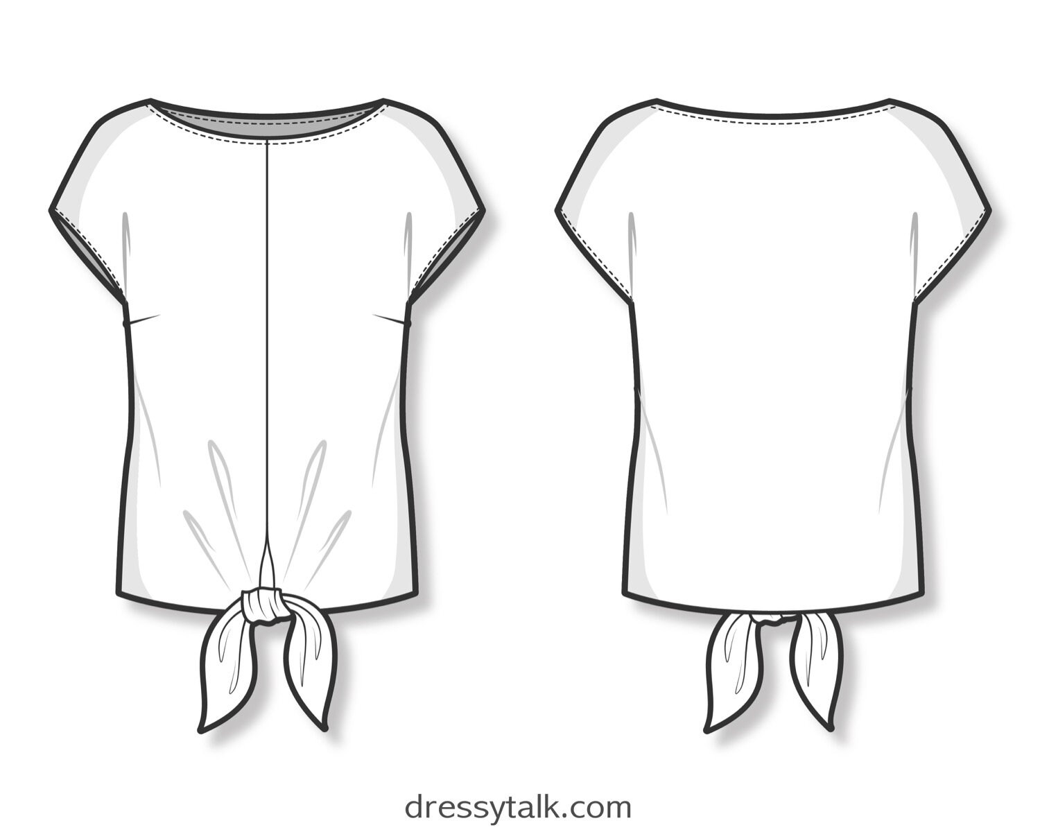 Short Sleeve Woven Blouse With Front Tie PDF Sewing Pattern - Etsy