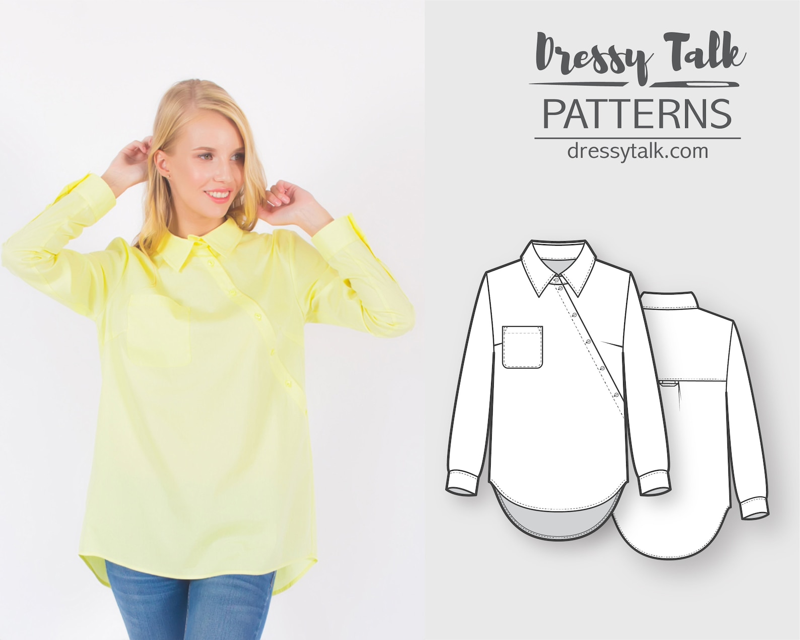 Shirt Pattern Sewing Patterns Designer Blouse Pattern - Etsy