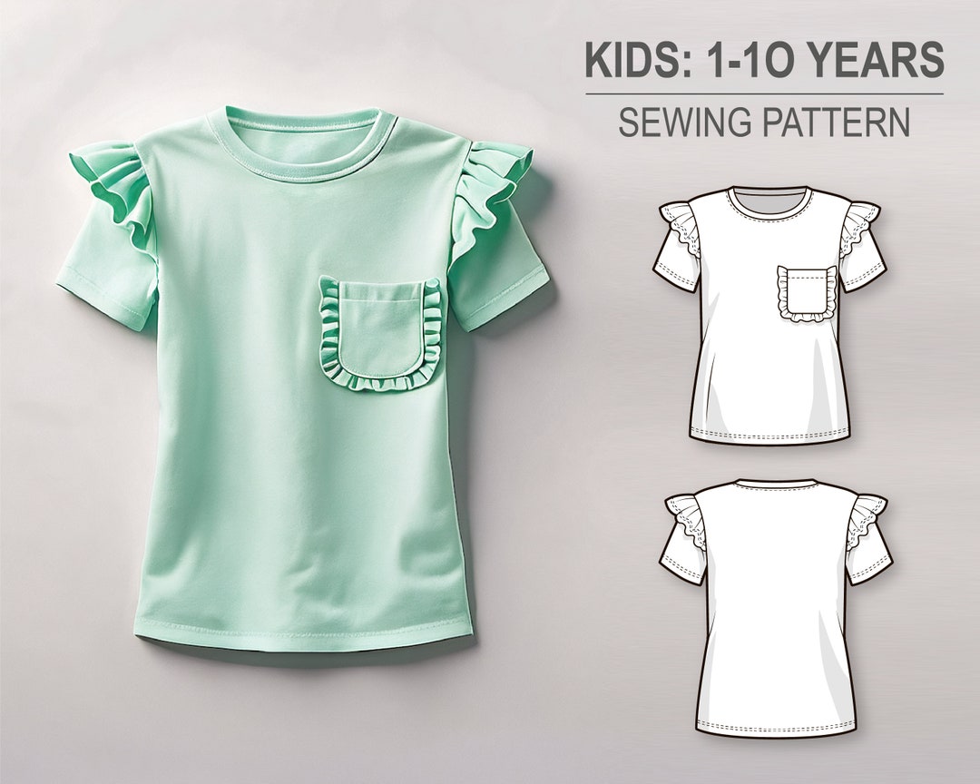 Regular Fit Short Sleeve T-shirt for Girls With Ruffled Chest Pocket ...