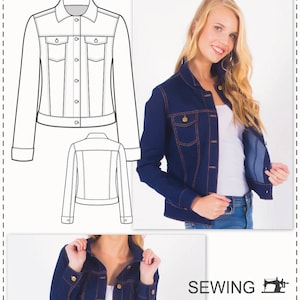 Denim Jacket Pattern Sewing Patterns Jean Jacket Pattern - Etsy