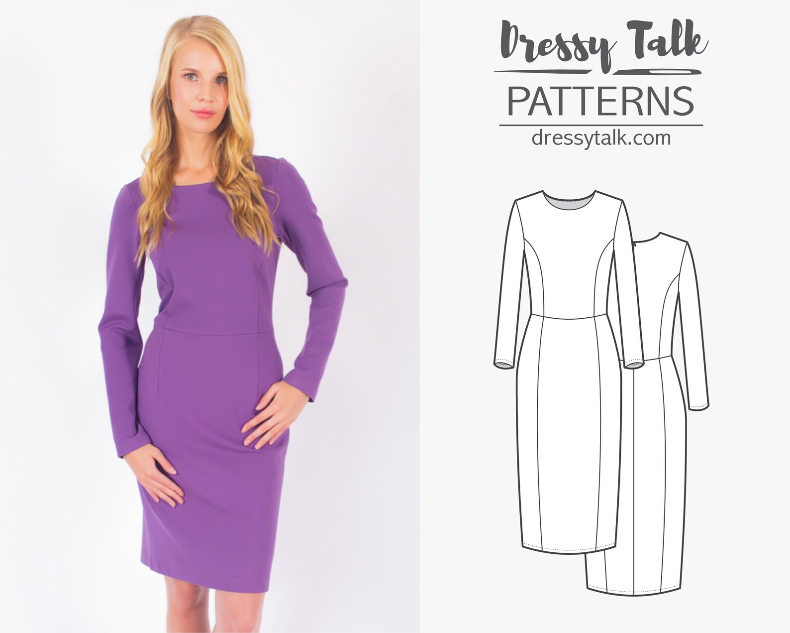 Long Sleeve Dress Pattern Formal Dress Patterns Simple - Etsy