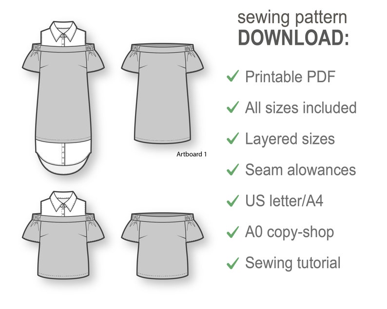 Dress Patterns off Shoulder Dress Pattern off Shoulder Top - Etsy