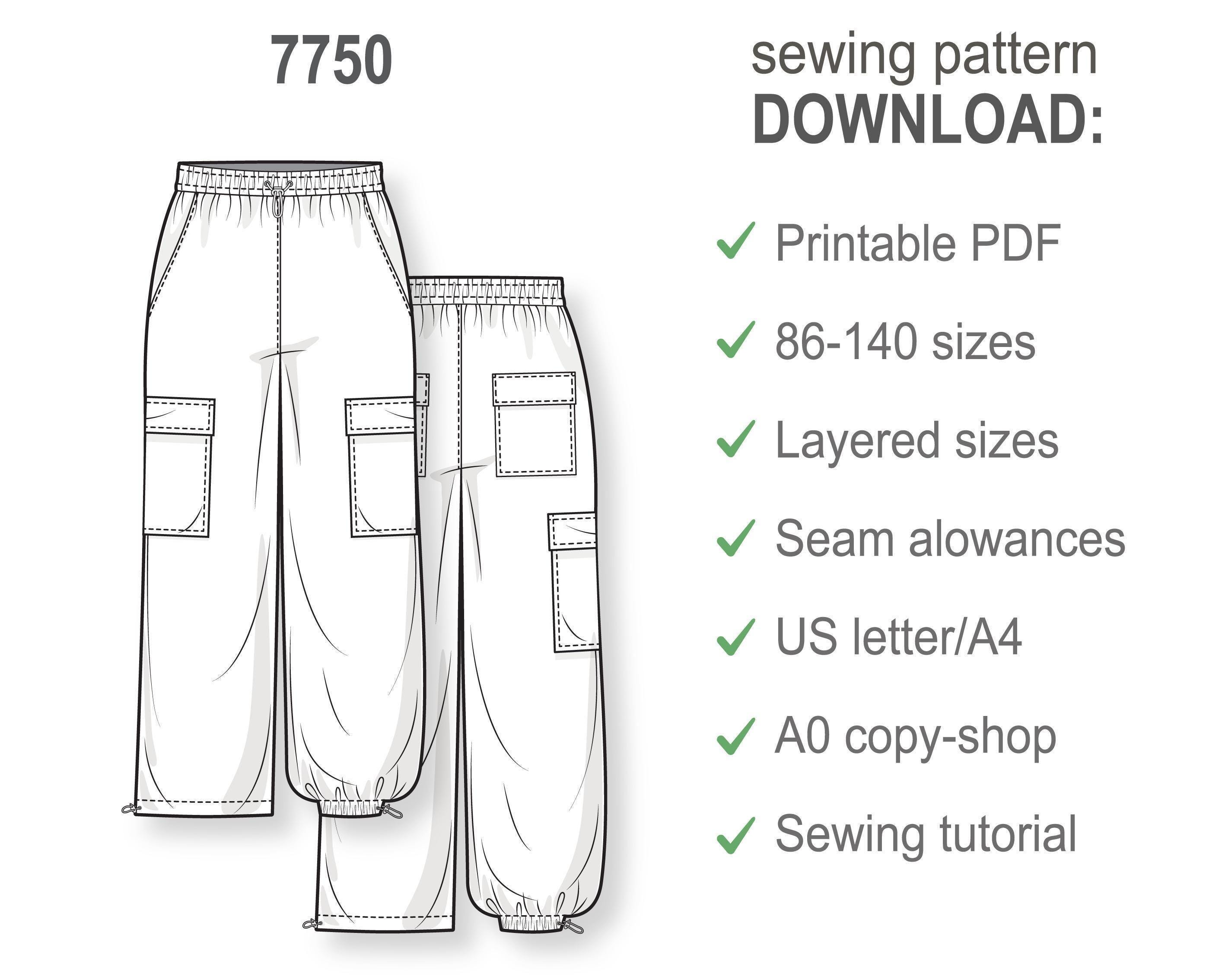 Girls Wide Cargo Pants Sewing Pattern PDF, Easy Beginner Trouser ...