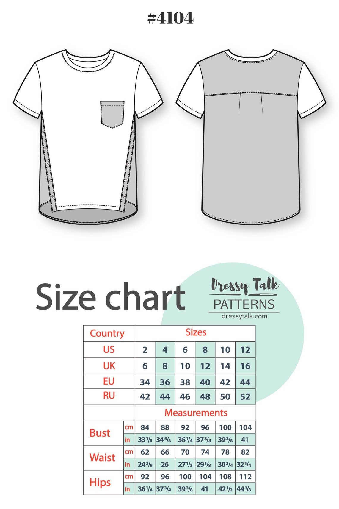 Loose Fit T-shirt With Knit Front and Woven Back PDF Sewing | Etsy